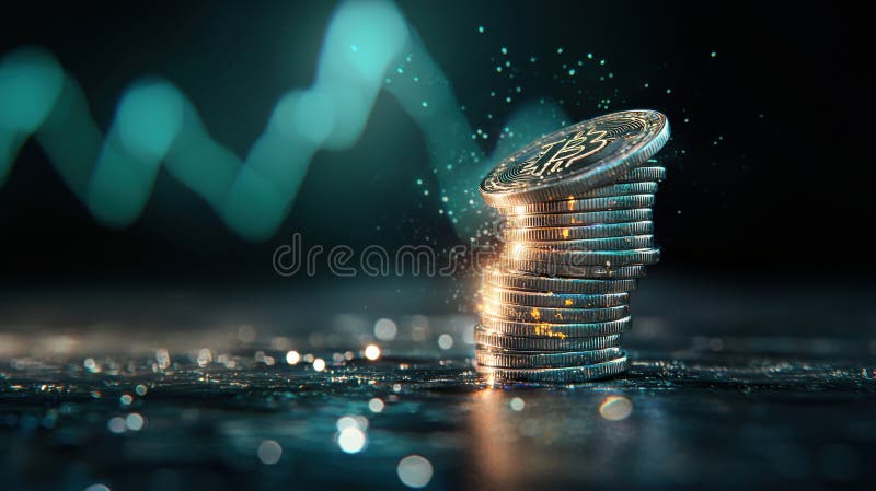 Exploring the World of Cryptocurrency through a Towering Stack of Coins ...