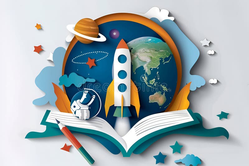 Rocket Launching into New School Year Stock Illustration - Illustration ...