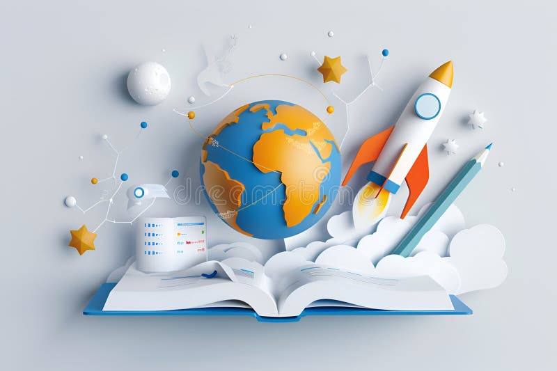 Rocket Launching into New School Year Stock Illustration - Illustration ...