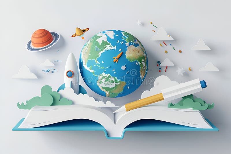 Rocket Launching into New School Year Stock Illustration - Illustration ...