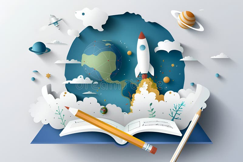 Rocket Launching into New School Year Stock Illustration - Illustration ...