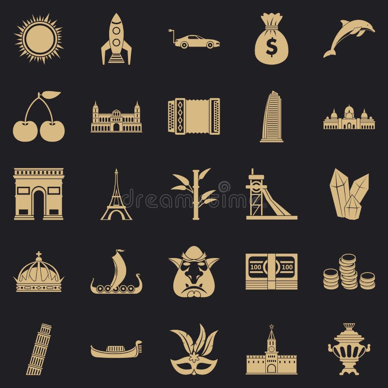 Exploring the World Icons Set, Simple Style Stock Vector - Illustration ... Exploring the World Icons Set, Simple Style Stock Vector - Illustration ...