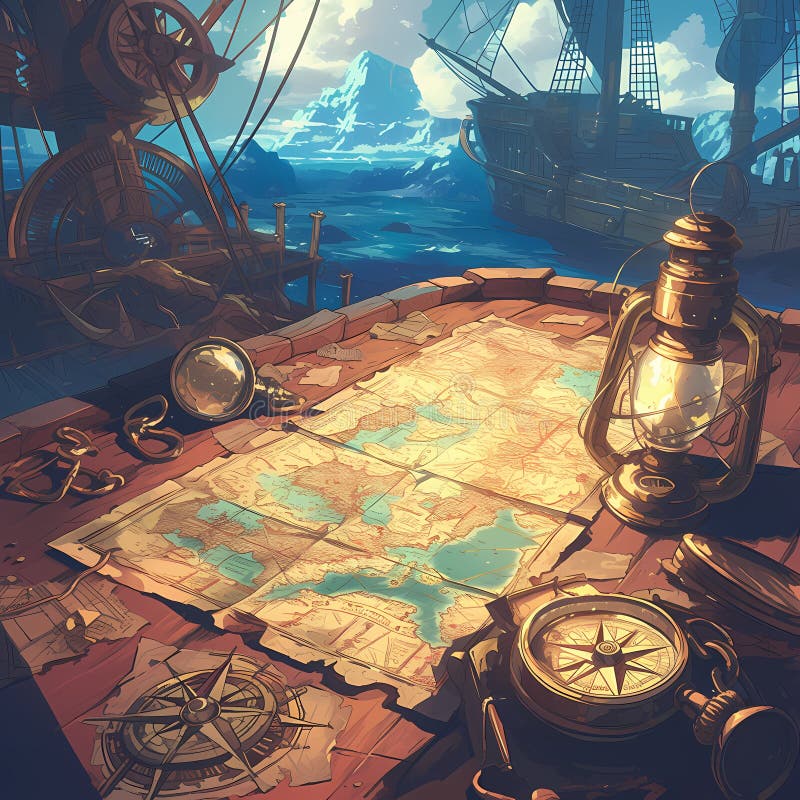 Exploring the World: a Treasure Map S Journey Stock Illustration ...