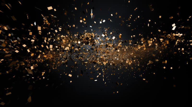 Explosi Gold Confetti on Black Stock Illustration - Illustration of ...