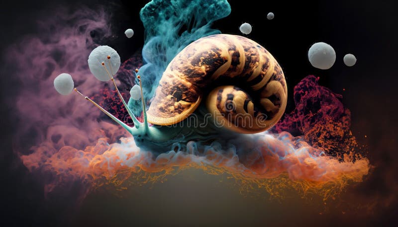 Explosia of Colored Smoke with Snail Stock Photo - Image of planet ...
