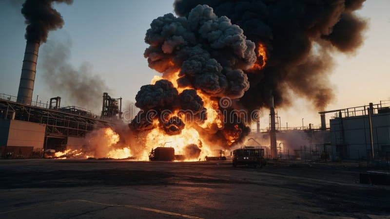 Explosion Accident at an Industrial Plant Stock Illustration ...