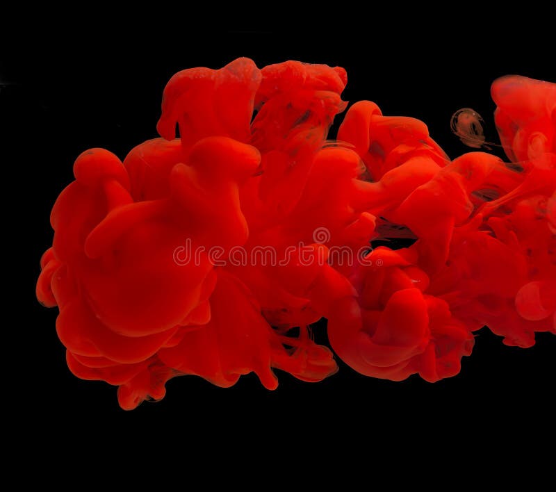 Explosion of Acrylic Red Paint in Clear Water. Black Background Stock ...