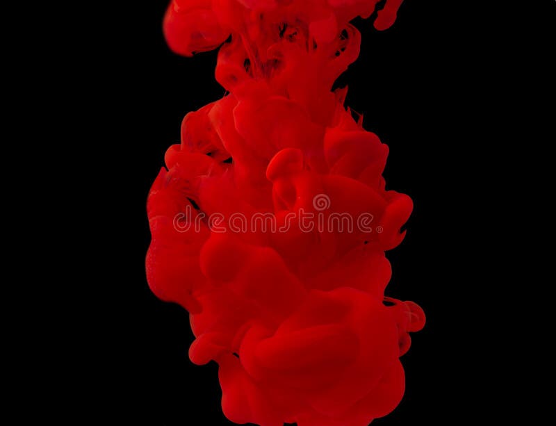 Explosion of Acrylic Blue Paint in Water with Bubbles. Black Background ...