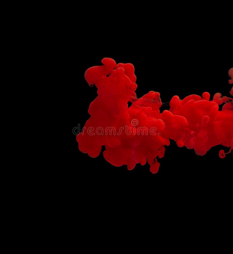 Explosion of Acrylic Blue Paint in Water with Bubbles. Black Background ...