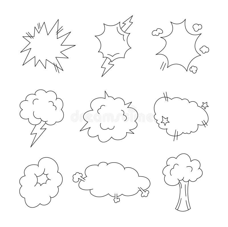 Explosion Air Cloud. Coloring Page Stock Vector - Illustration of ...