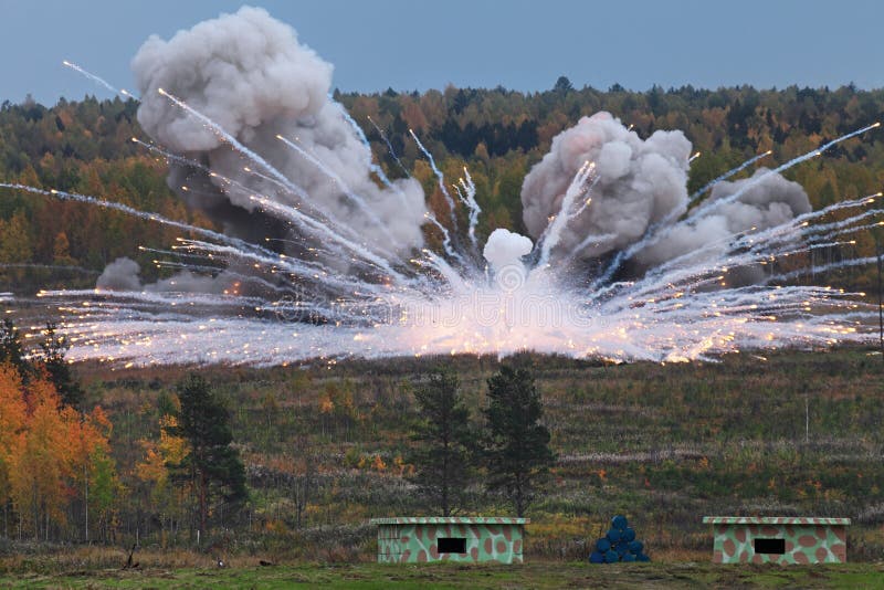 Explosion stock image. Image of bomb, ground, autumn - 42392689