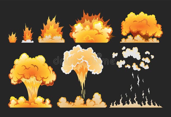 Explosion Animation Effect for Game, Separate Frames. Burst Explosion ...