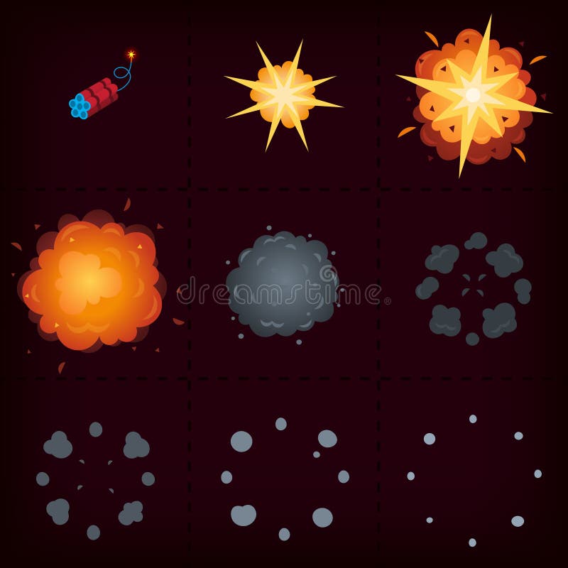 Explosion Animation in 9 Steps Stock Vector - Illustration of dark ...