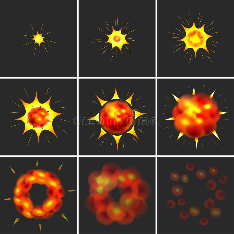 Explosion animation vector stock vector. Illustration of cloud - 91601687