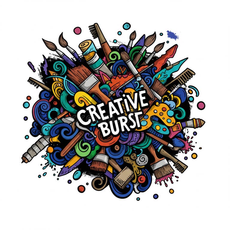 An Explosion of Art Supplies Forms a Dynamic Collage, Featuring an ...