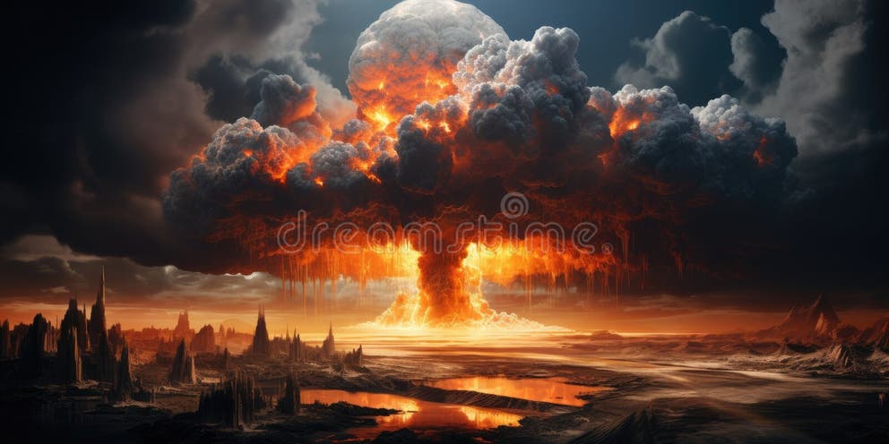 Explosion of an Atomic Bomb. Nuclear Explosion in the Sky, Nuclear ...