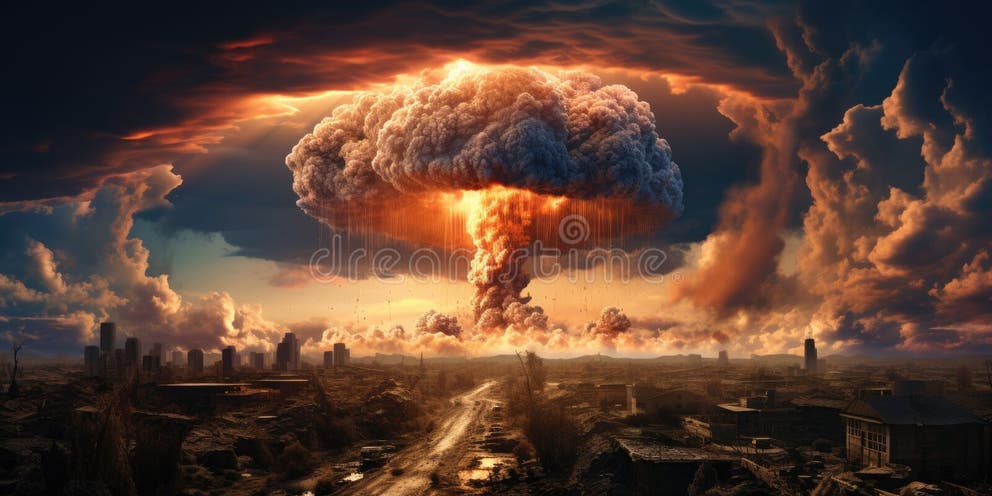 Explosion of an Atomic Bomb. Nuclear Explosion in the Sky, Nuclear ...