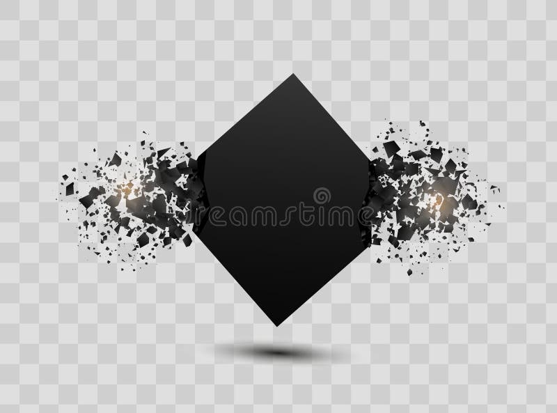 Explosion Banners. Square and Circle Destruction Shapes with Debris ...