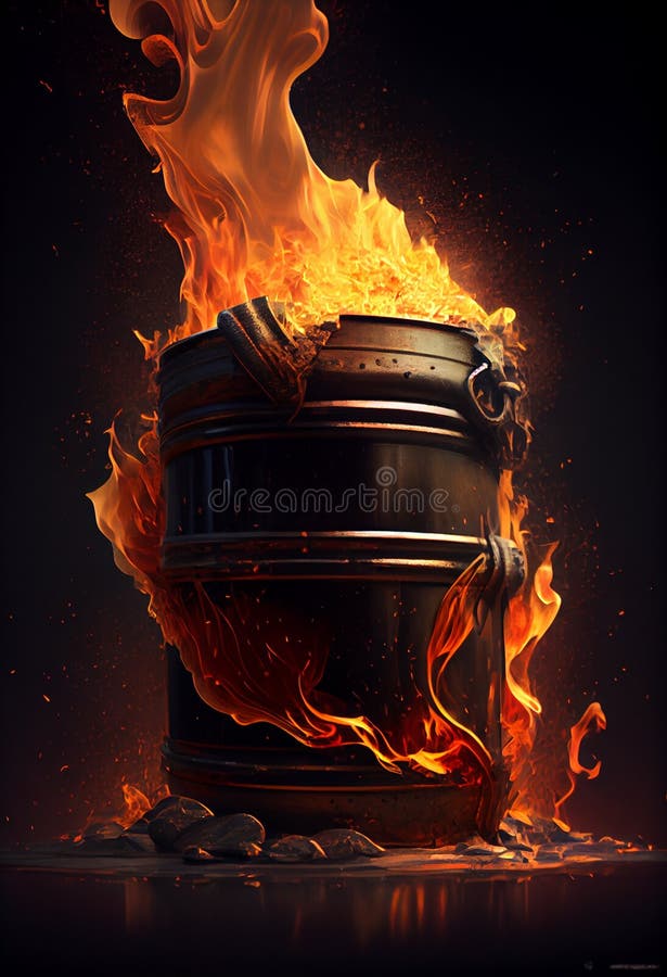 Explosion in a Barrel. Long Exposure Night Shot Stock Illustration ...