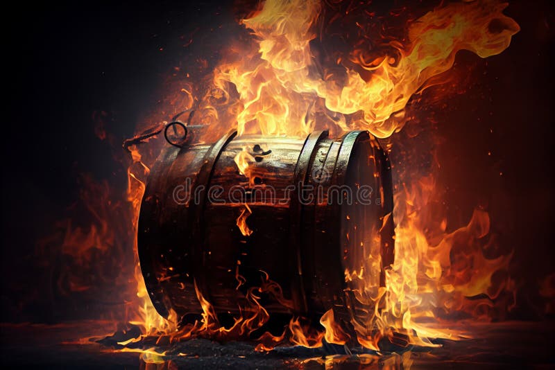 Explosion in a Barrel. Long Exposure Night Shot Stock Illustration ...