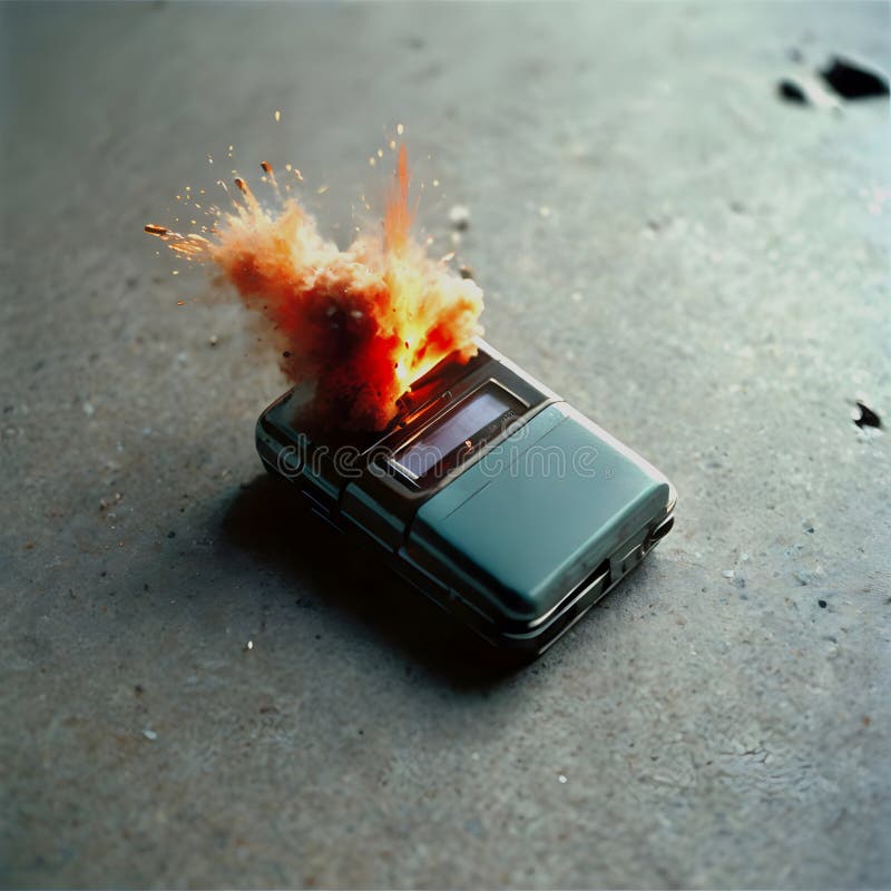 The Explosion of the Battery of the Electronic Pager Stock Illustration ...