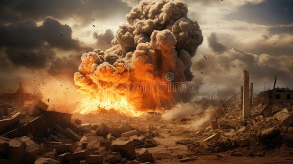 An Explosion on a Battleground, Capturing the Chaos, Debris, and the ...