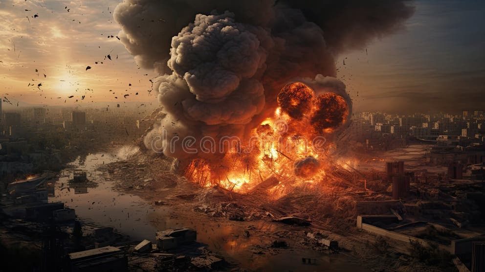 An Explosion on a Battleground, Capturing the Chaos, Debris, and the ...