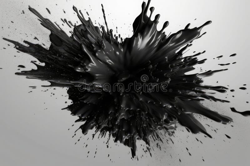 Explosion of Black Paint on White Background. Fluid Background. Color ...