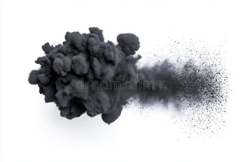 An Explosion of Black Powder Against a White Background, Causing Dark ...