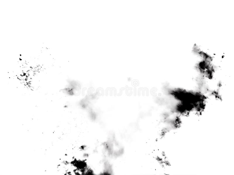 Explosion of Black Powder Particles Drops Splash, Isolated on White ...