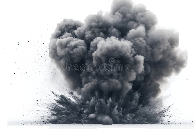 Explosion with Black Smoke on Transparent Background, Powerful Blast ...