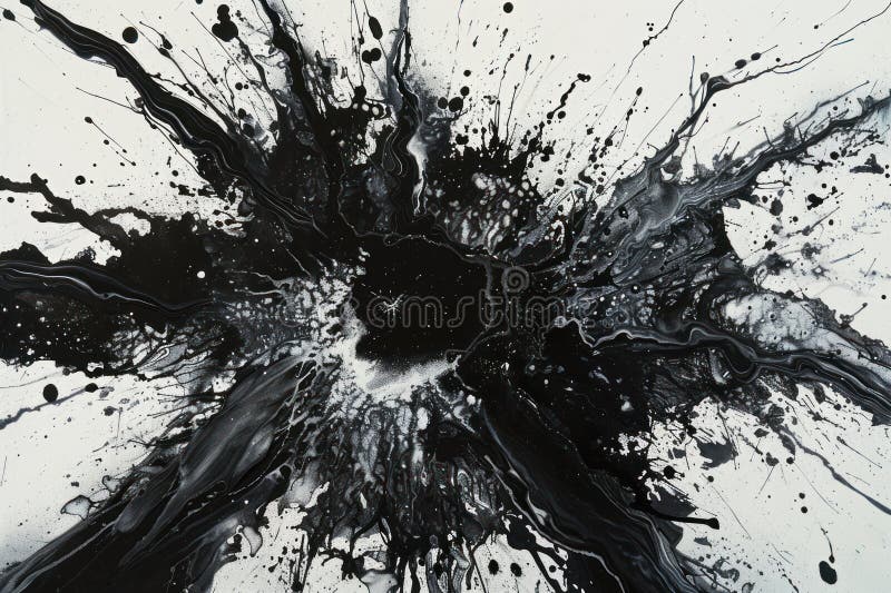 Explosion of Black and White Acrylic Ink Stock Illustration ...