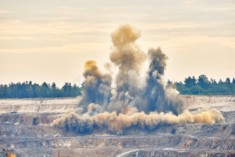 Explosion Blast in Open Cast Mining Quarry Mine Stock Image - Image of ...