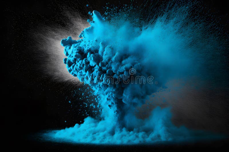 Explosion of Blue Color Paint Powder on Black Background. Neural ...