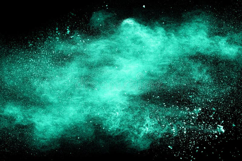 The Explosion of Blue Colored Powder. Beautiful Blue Color Powder Fly ...