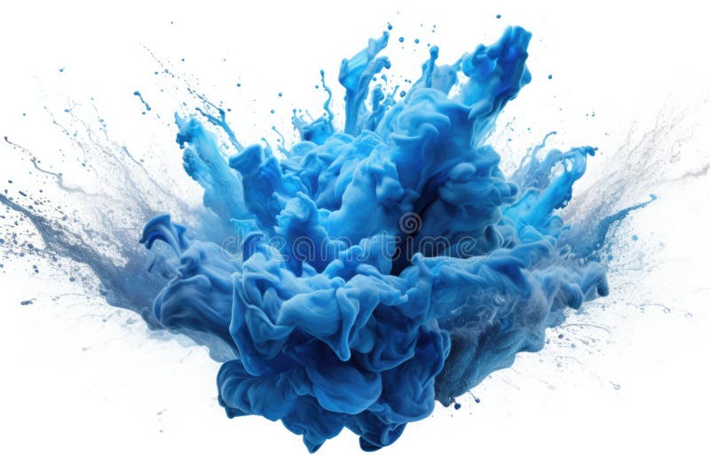 Explosion of Blue Paint on White Background. Fluid Background. Color ...