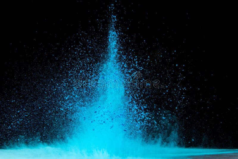 Explosion of Blue Powder on Black Background Stock Photo - Image of ...