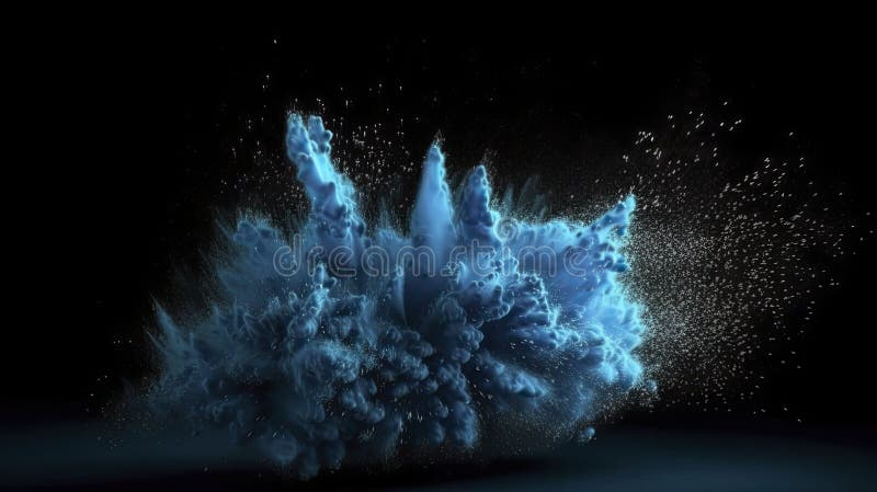 Explosion of Blue Powder on a Black Background. Generative AI Stock ...