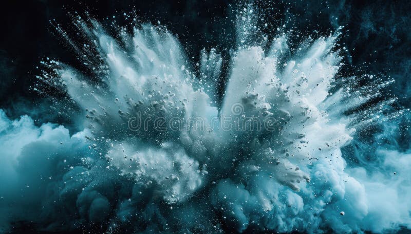 Explosion of Blue Powder on Black Background Stock Image - Image of ...