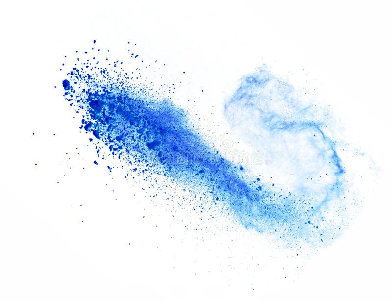 Explosion of Blue Powder on White Background Stock Image - Image of ...
