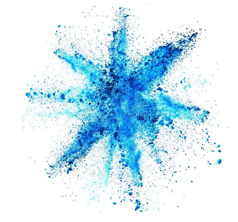 Explosion of Blue Powder on White Background Stock Photo - Image of ...