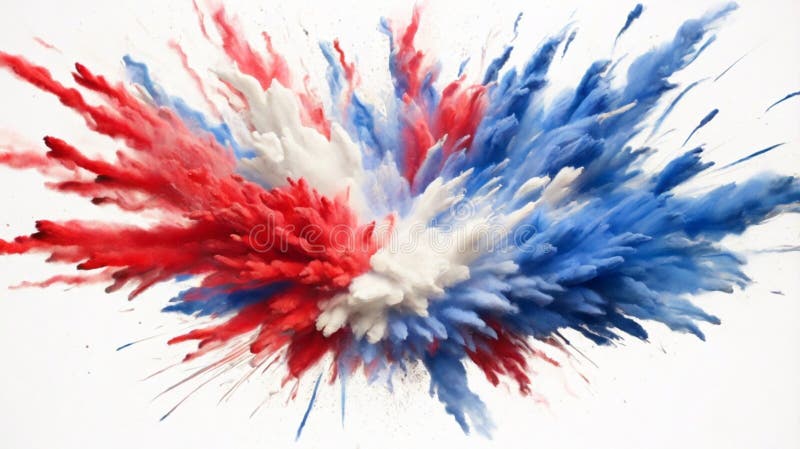 Explosion of Blue, Red and Red Dust Isolated on White. Freeze Motion of ...
