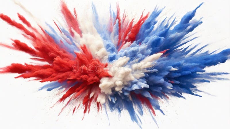 Explosion of Blue, Red and Red Dust Isolated on White. Freeze Motion of ...