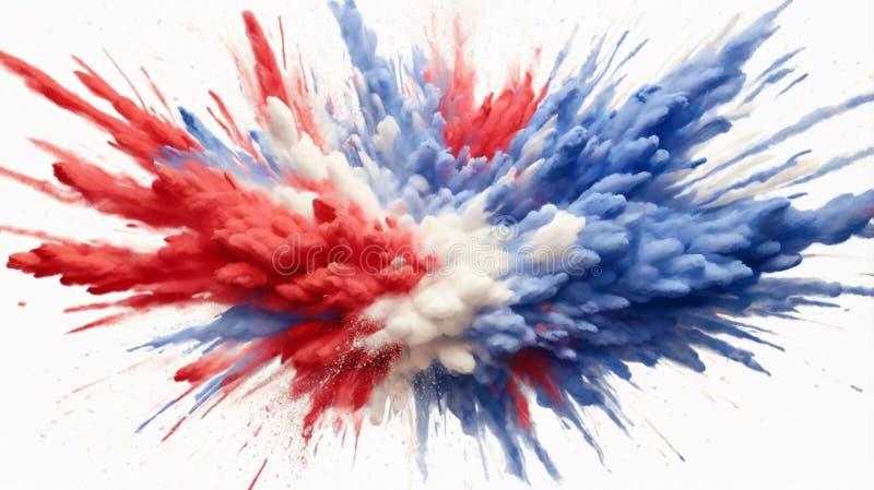 Explosion of Blue, Red and Red Dust Isolated on White. Freeze Motion of ...