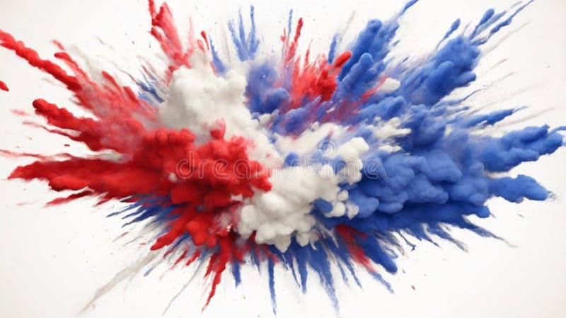 Explosion of Blue, Red and Red Dust Isolated on White. Freeze Motion of ...