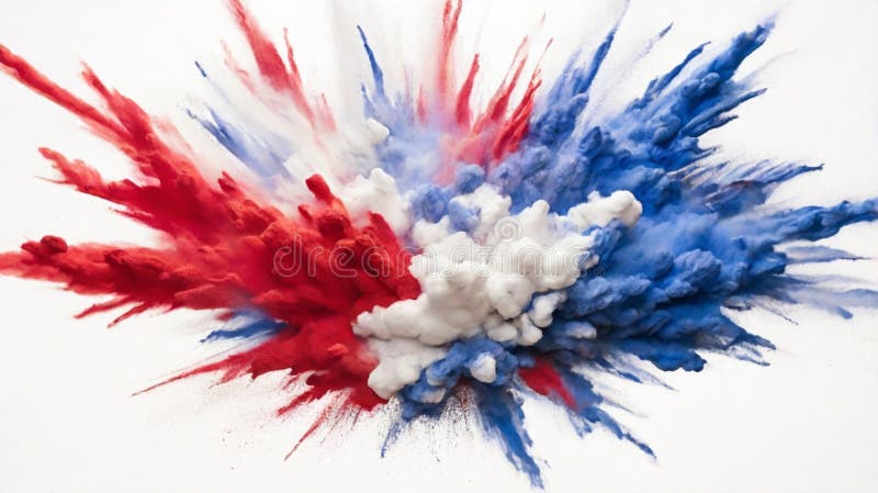 Explosion of Blue, Red and Red Dust Isolated on White. Freeze Motion of ...
