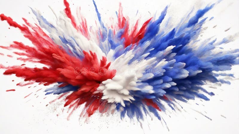 Explosion of Blue, Red and Red Dust Isolated on White. Freeze Motion of ...