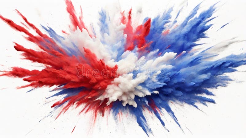 Explosion of Blue, Red and Red Dust Isolated on White. Freeze Motion of ...