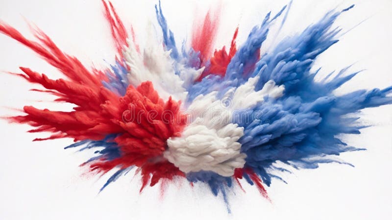 Explosion of Blue, Red and Red Dust Isolated on White. Freeze Motion of ...