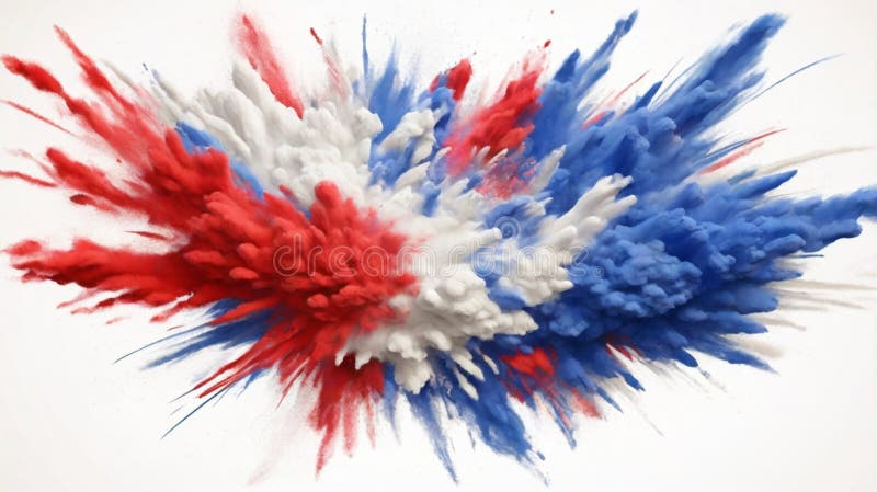 Explosion of Blue, Red and Red Dust Isolated on White. Freeze Motion of ...